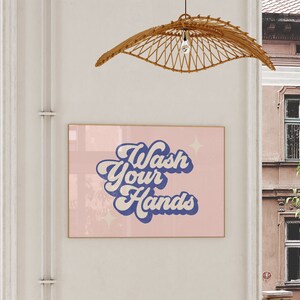 Fun Wash Your Hands Sign | Aesthetic Bathroom Decor | Cute Bathroom ...