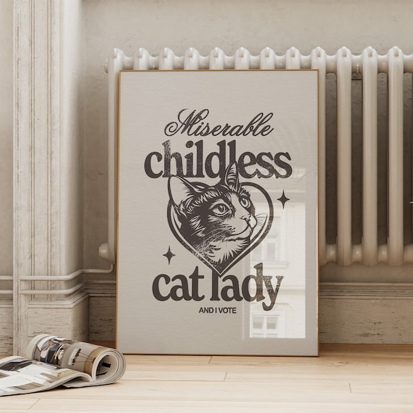 Childless Cat Lady Wall Art - Etsy