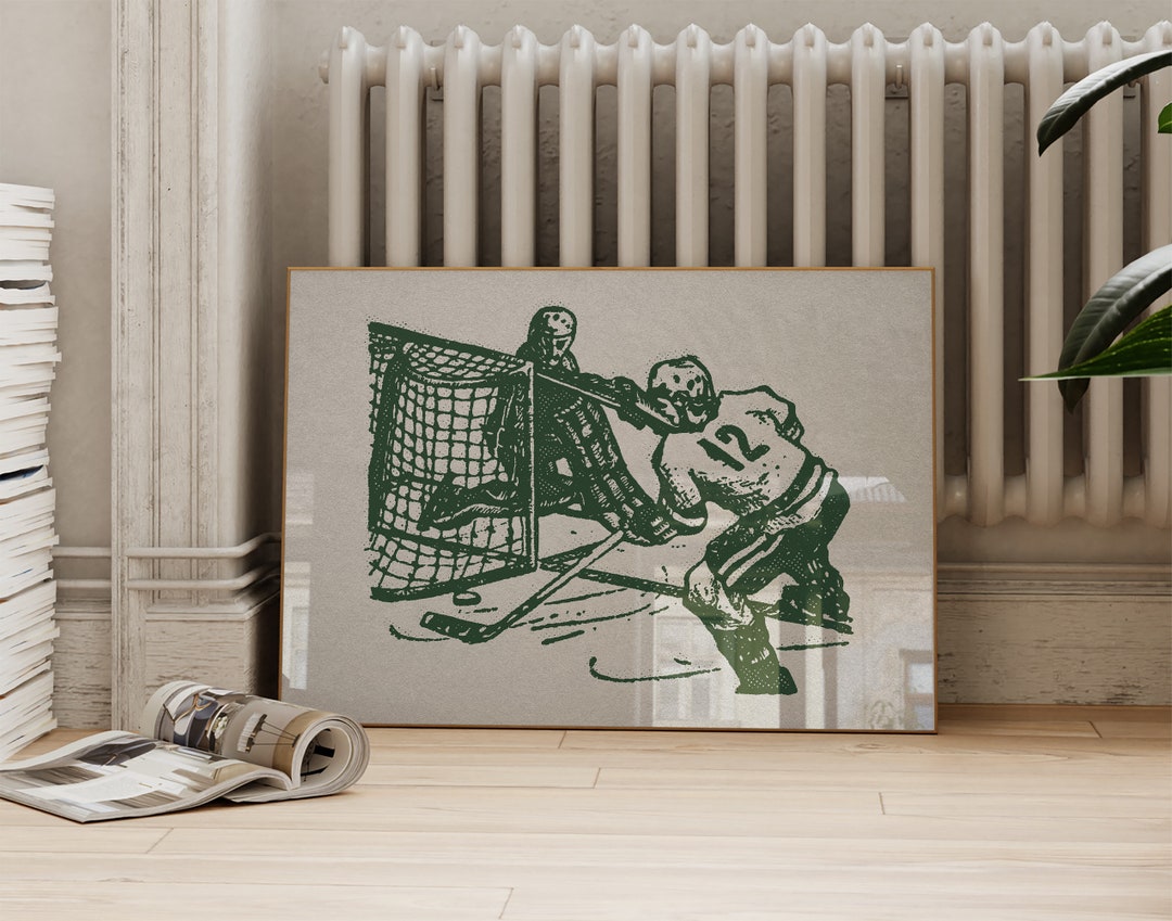 Vintage Hockey Player Print: Rustic Sports Art (digital Download) - Etsy