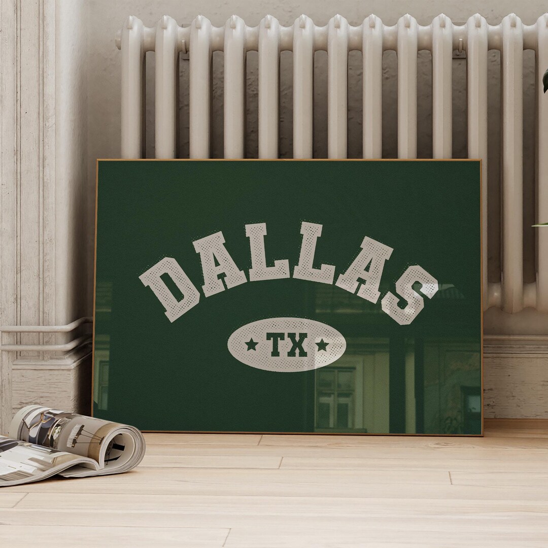 Retro Dallas Print | Vintage Texas Poster | Athletic College Dorm Decor ...