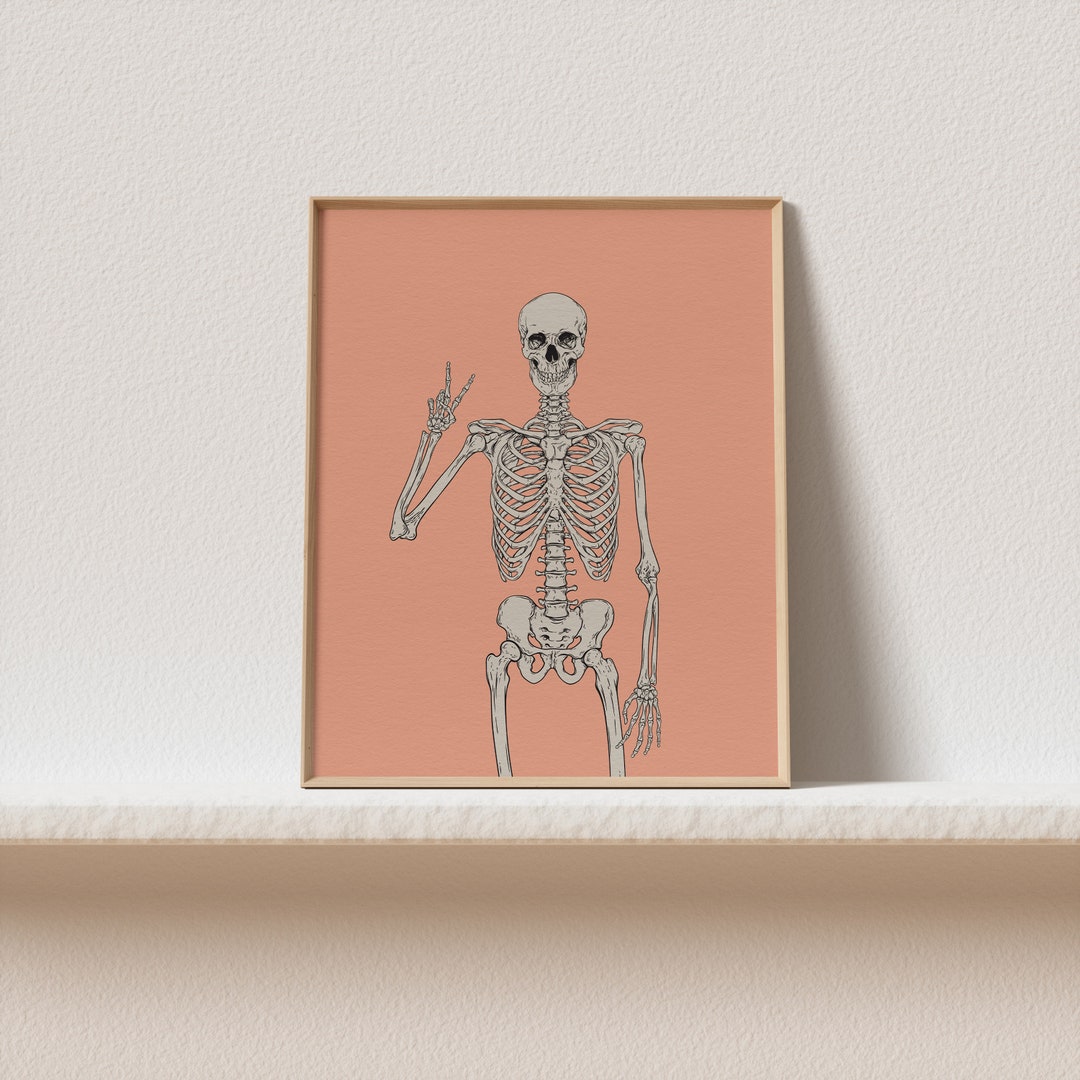 Pastel Skeleton Print Funny Halloween Decor Peace Sign - Etsy
