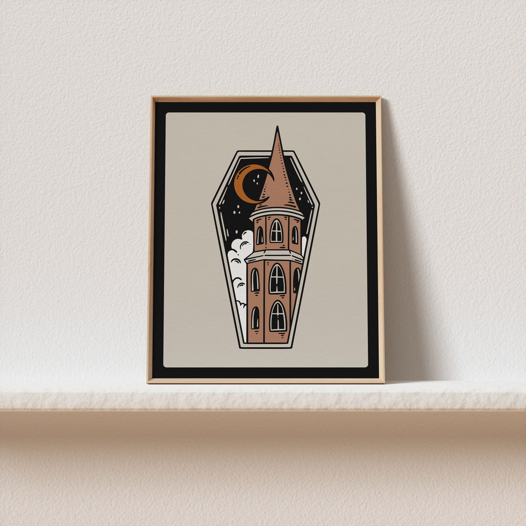 Spooky Halloween Castle Art Print Dark Academia Poster - Etsy