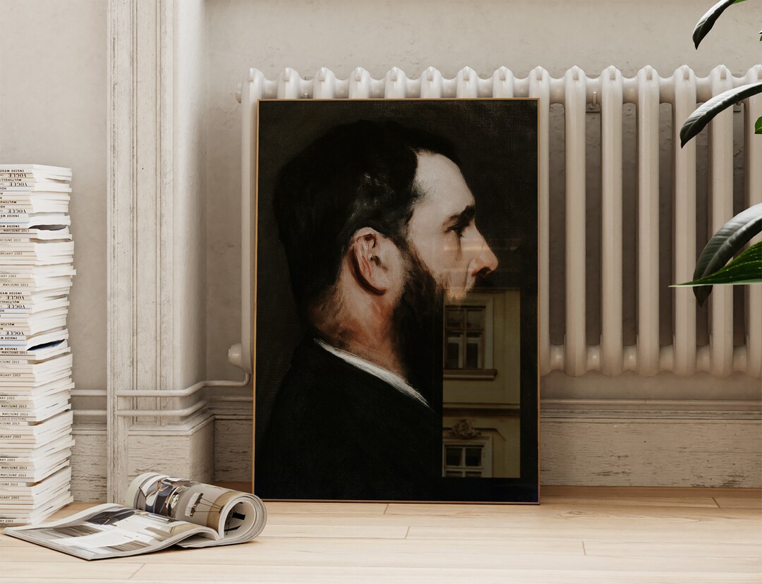 Vintage Portrait of Claude Monet Dark Bearded Man Profile Painting ...