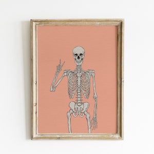 Pastel Skeleton Print | Funny Halloween Decor | Trendy Modern Peace ...