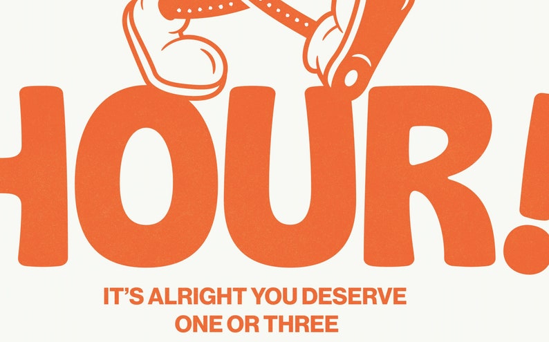 Happy Hour Printable in Retro Orange Bar Cart Wall Art Decor - Etsy