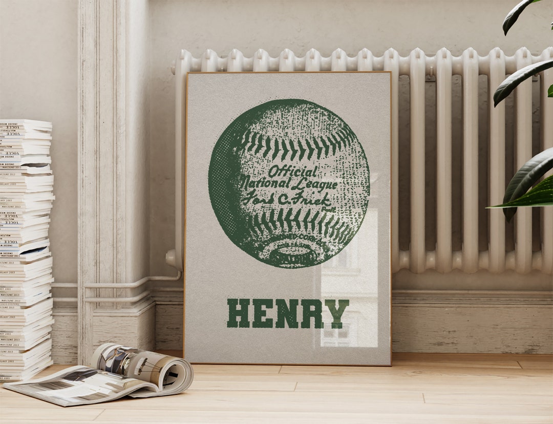 Custom Baseball Name Print: Vintage Sports Nursery Art (digital ...