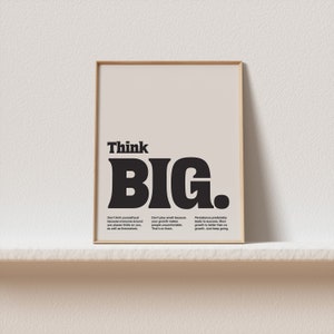 Think Big Print | Office Wall Art | Bold Typography Home Office Prints ...