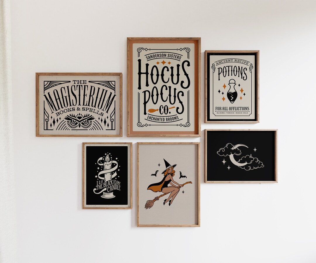 Witchy Halloween Prints Hocus Pocus Sanderson Sisters Set of 6 Boho ...