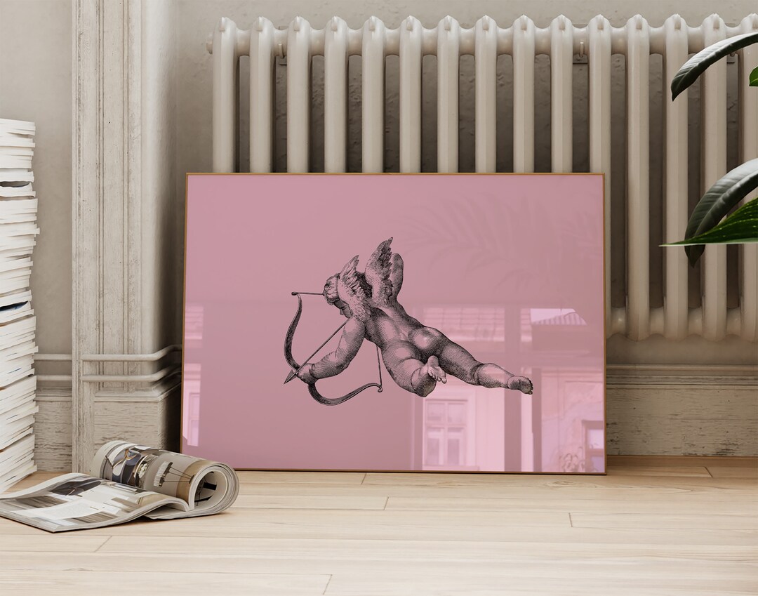 Vintage Cupid Print | Horizontal Wall Art | Retro Valentines Day Decor ...