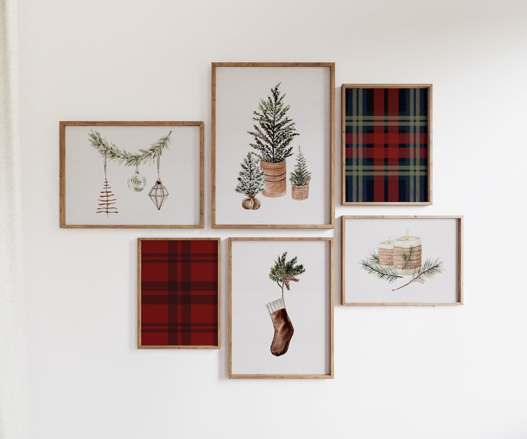 Christmas Seasonal Decor Set of 6 | Cozy Winter Wall Art | Warm Xmas ...