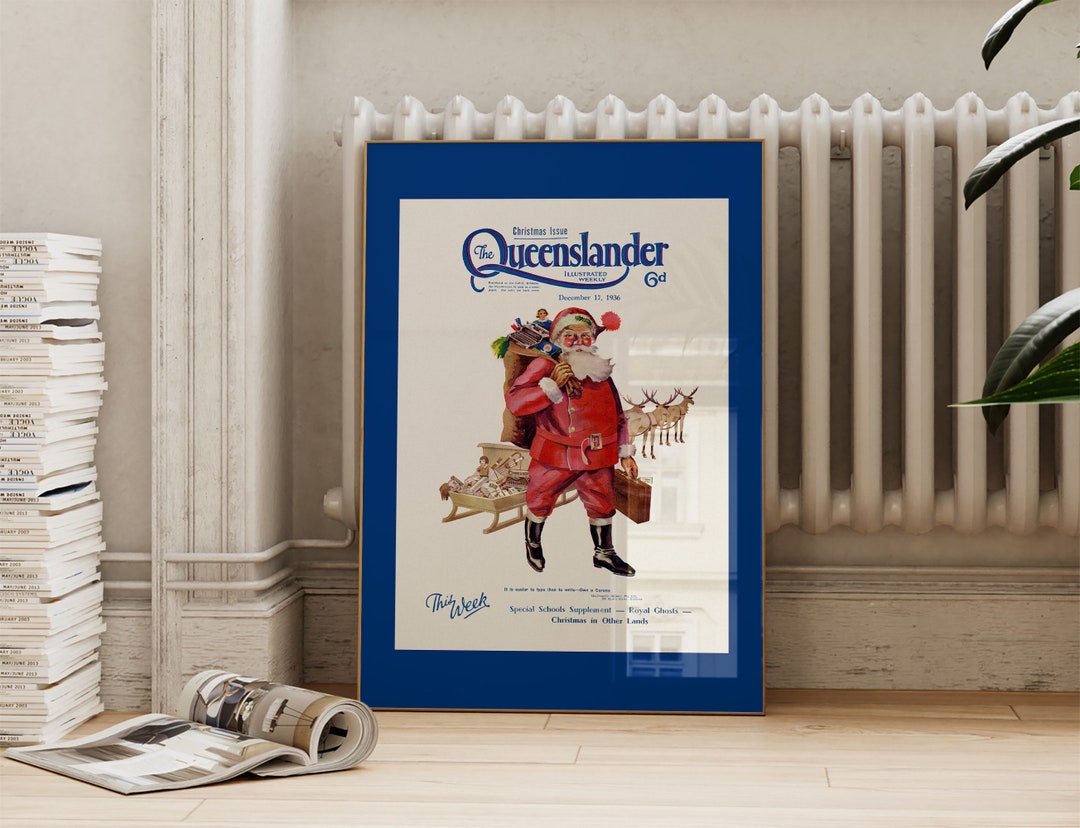 Vintage Santa Magazine Print Printable Holiday Decor Retro Christmas ...