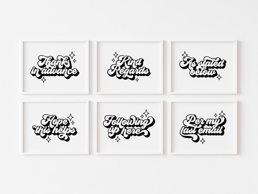 Funny Office Decor | Set of 6 Desk Prints | Minimalist Work From Home ...