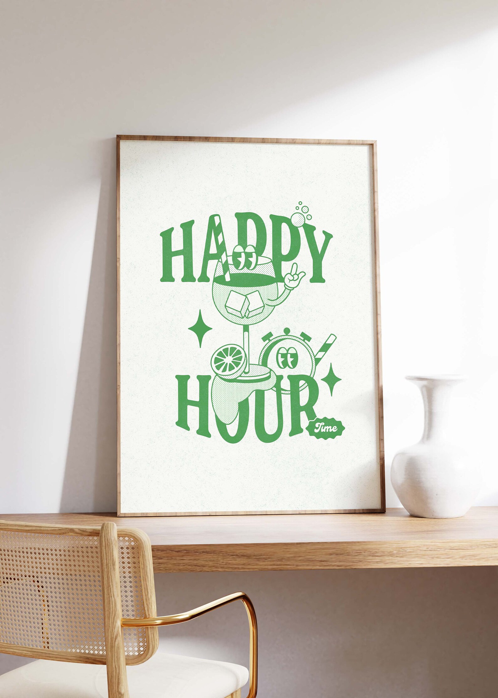 Retro Green Happy Hour Printable Vintage Inspired Cocktail - Etsy