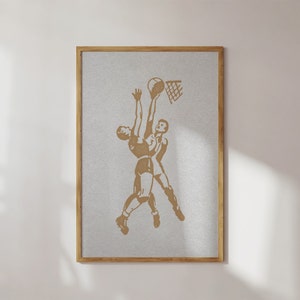 Set of 4 Beige Basketball Prints | Retro Gym or Nursery Neutral Vintage ...