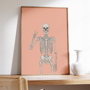 Pastel Skeleton Print | Funny Halloween Decor | Trendy Modern Peace ...