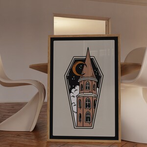 Spooky Halloween Castle Art Print | Dark Academia Poster | Kids Nursery ...