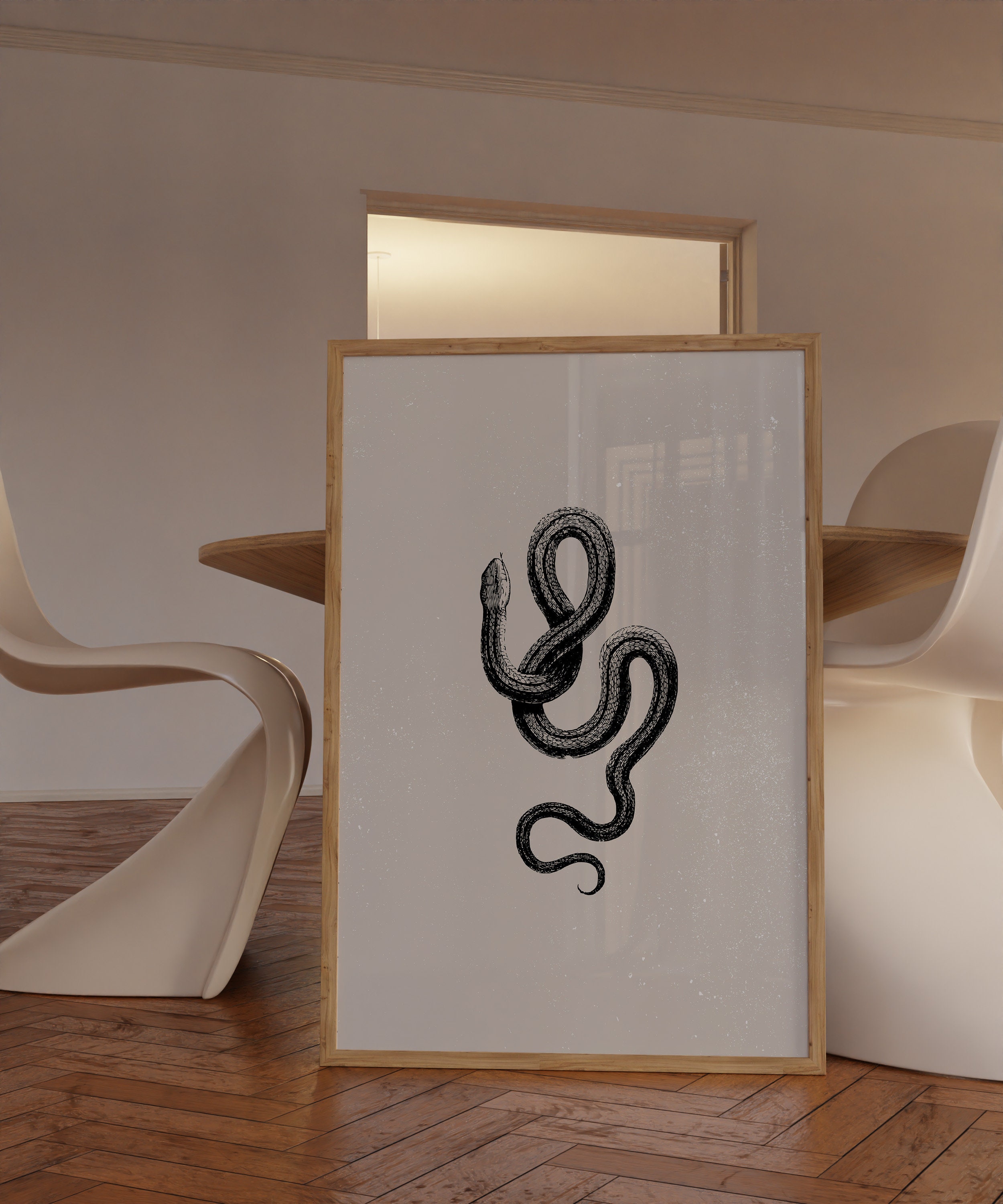 Vintage Snake Print: Creepy Halloween Art, Beige & Black (digital ...
