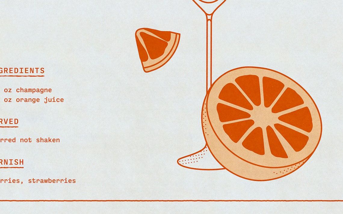 Mimosa Recipe Printable Retro Cocktail Glass Poster - Etsy