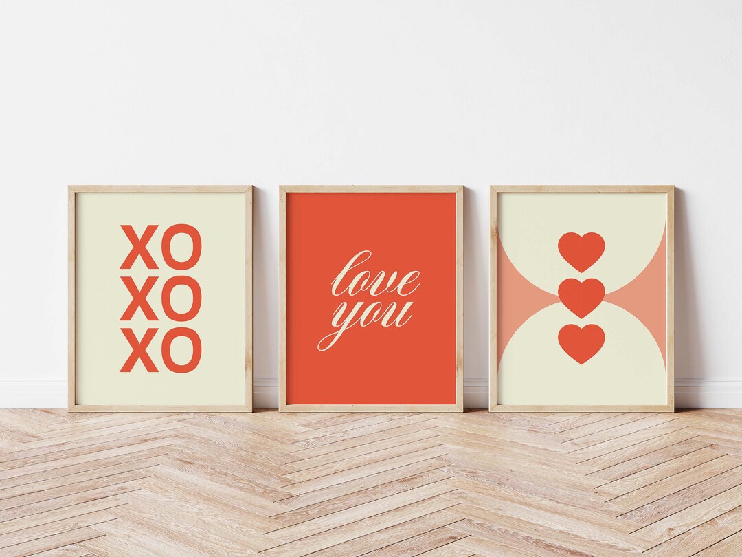 Set of 3 Valentines Day Prints | Valentines Day Decor | Hearts Poster ...