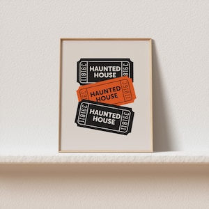 Haunted House Ticket Poster: Modern Halloween Wall Art (digital ...