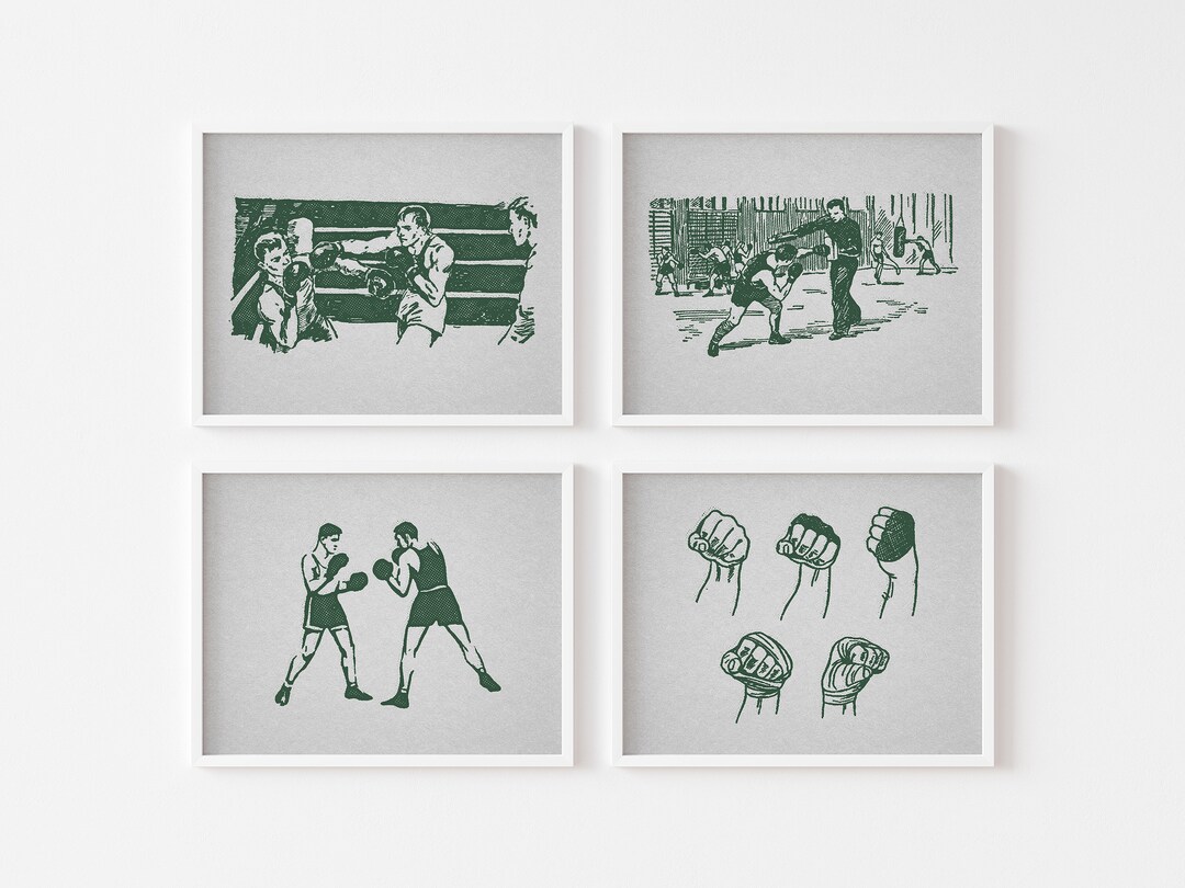 Vintage Boxing Poster Bundle | Set of 4 Horizontal Downloadable Prints ...