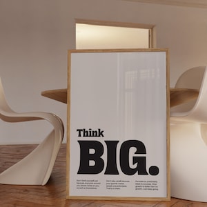 Think Big Print | Office Wall Art | Bold Typography Home Office Prints ...