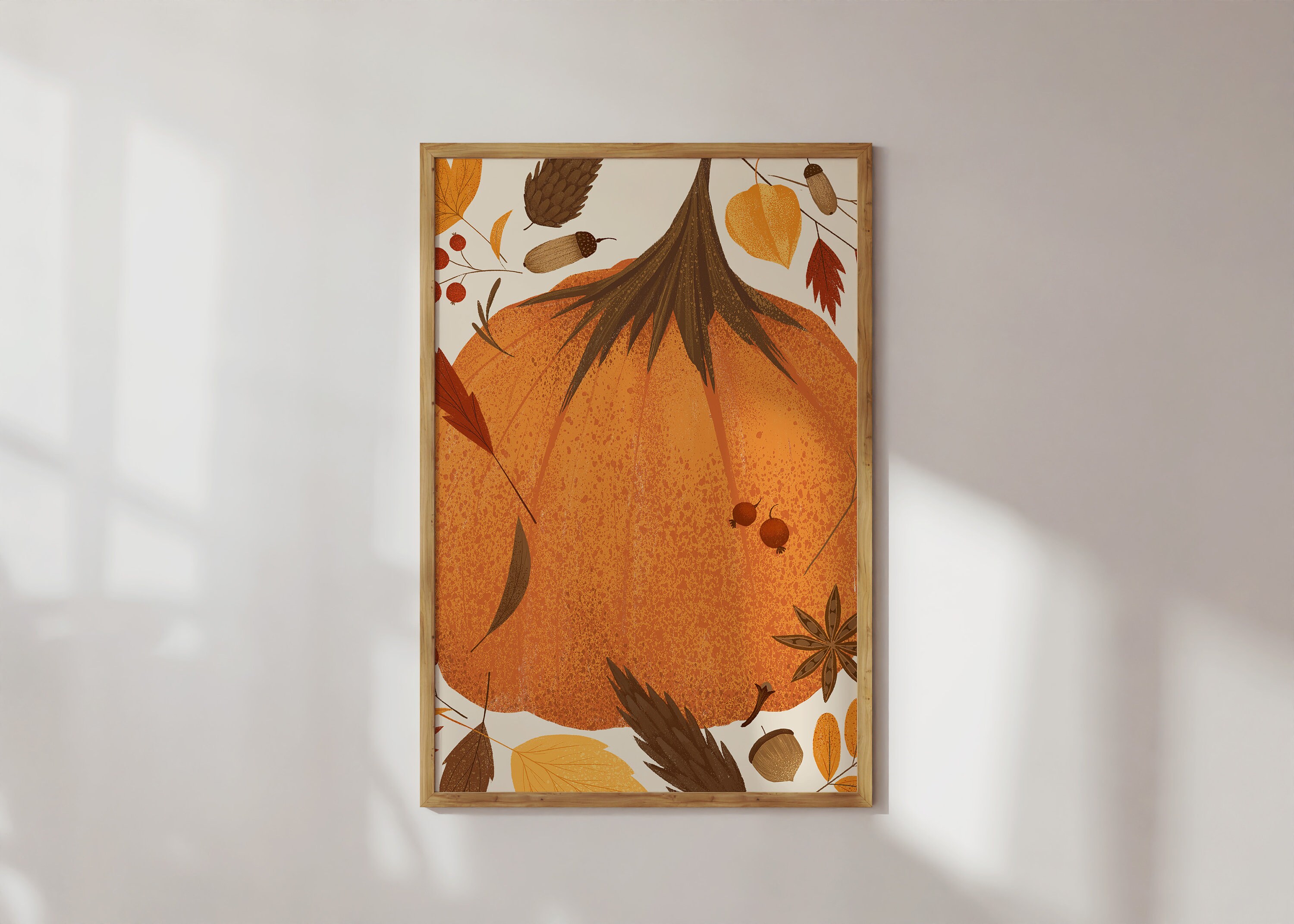 Orange Pumpkin Printable Rustic Thanksgiving Wall Art Fall - Etsy