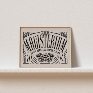 Horizontal Halloween Wall Art | Retro Magisterium Print | Neutral Mid ...
