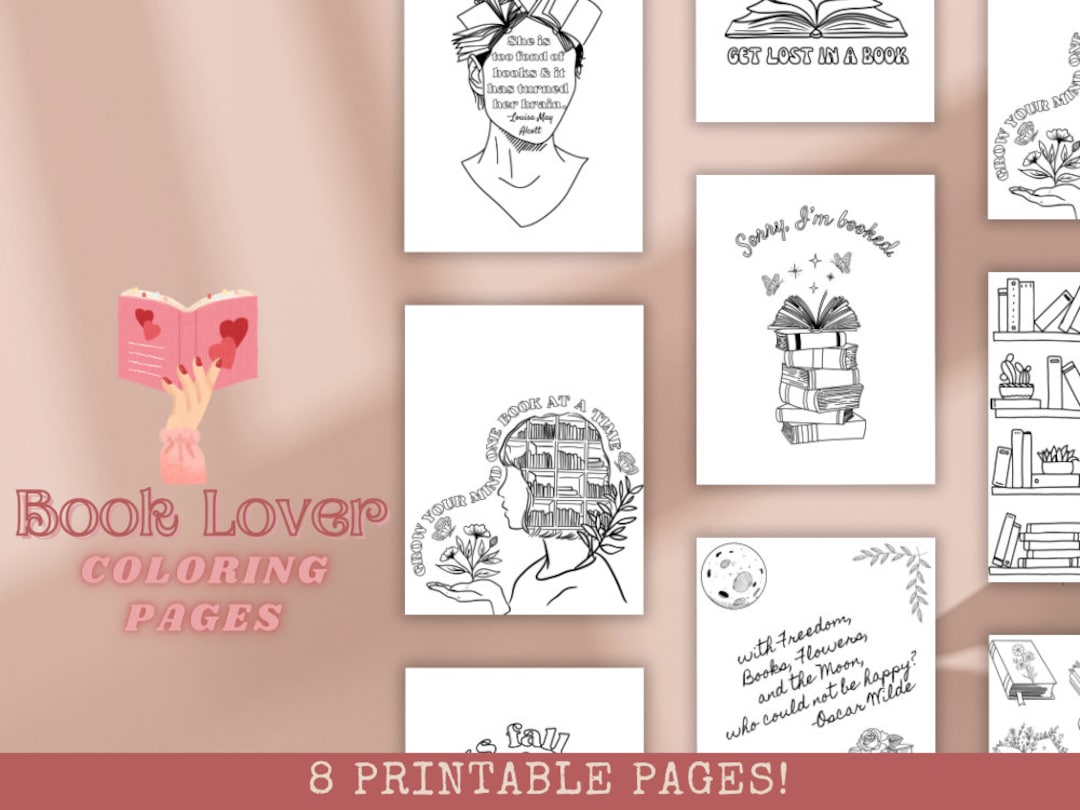 Book Lover | 8 Coloring Pages | Printable | Instant Download - Etsy