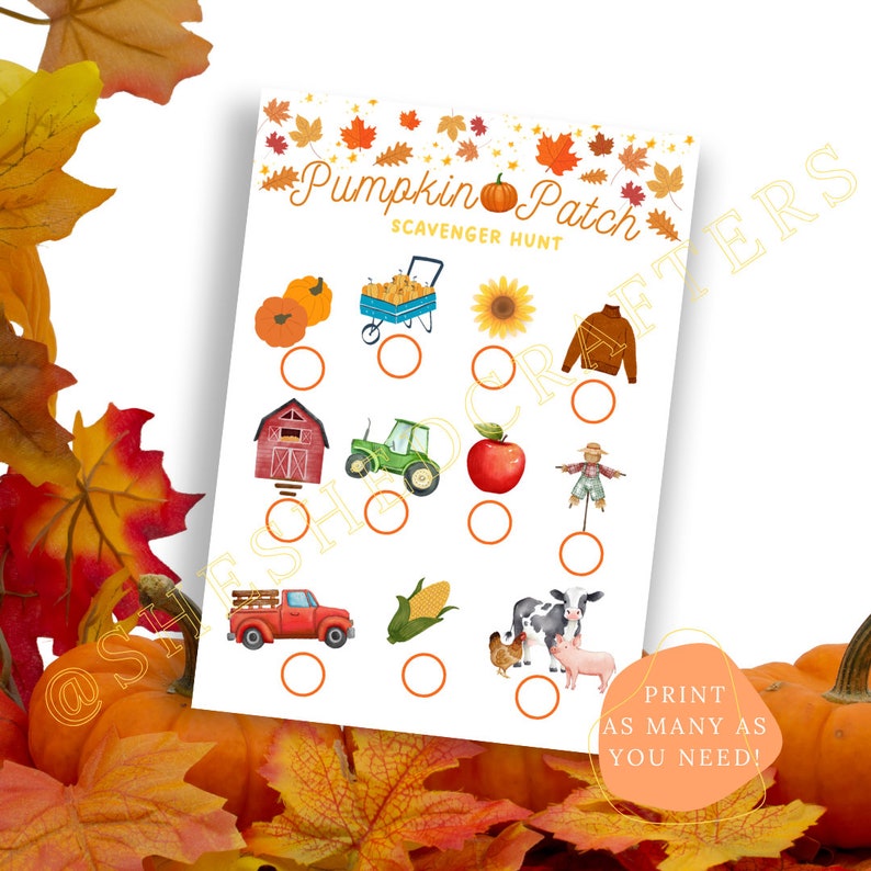 Pumpkin Patch Scavenger Hunt | Visual Scavenger Hunt | Printable - Etsy
