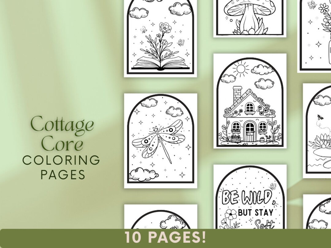 Cottage Core | Coloring Pages | 10 Pages | Digital Download - Etsy