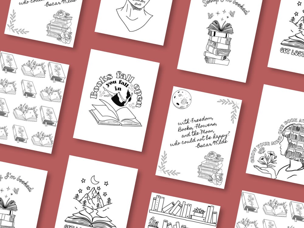 Book Lover | 8 Coloring Pages | Printable | Instant Download - Etsy
