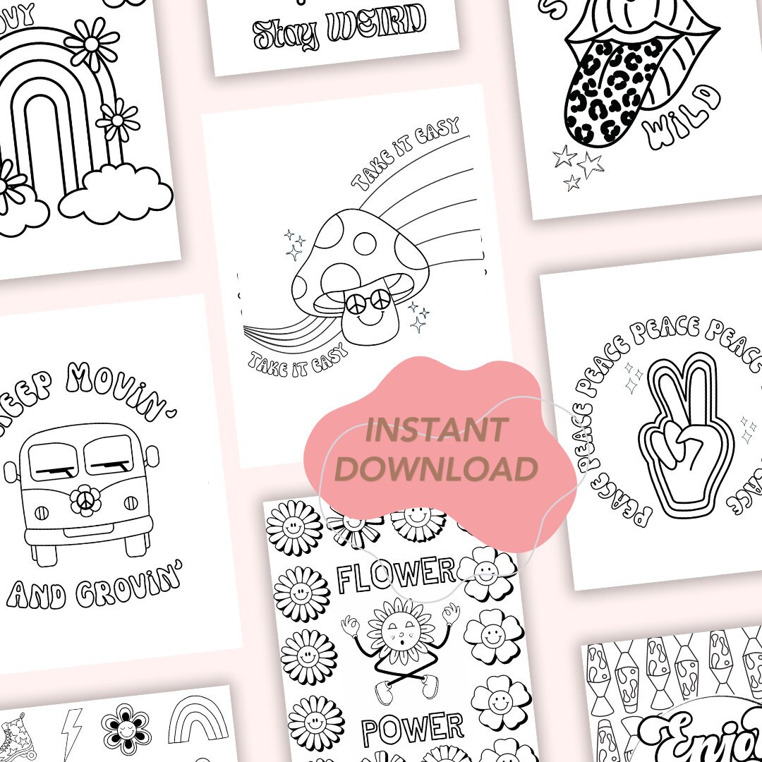 Groovy | 10 Coloring Pages | Printable | Instant Download - Etsy