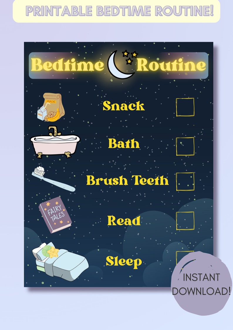 Bedtime Routine | Instant Download | Printable - Etsy