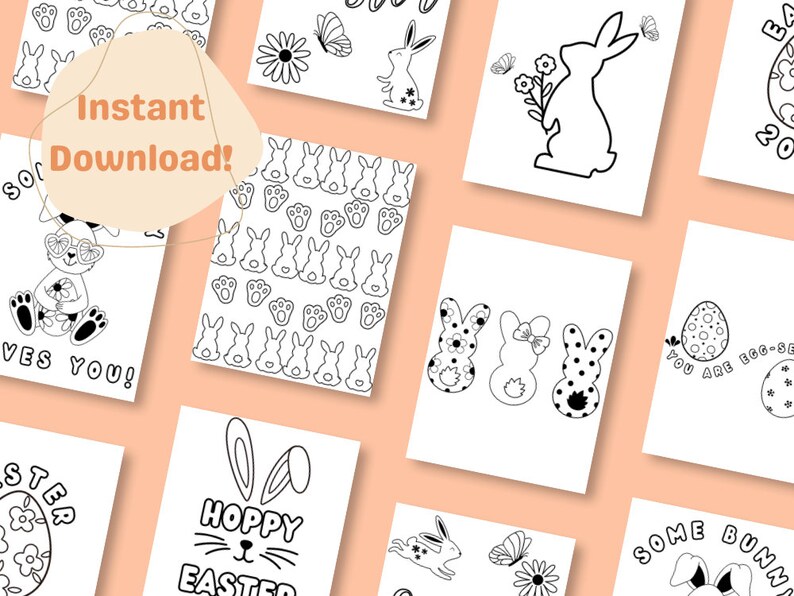 Easter | 8 Coloring Pages | Printable | Instant Download - Etsy