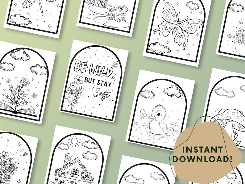 Cottage Core Coloring Pages 10 Pages Digital Download - Etsy