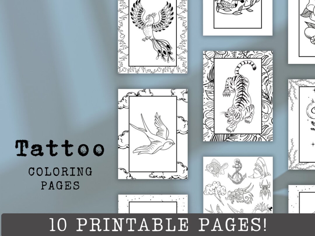 Tattoo | 10 Coloring Pages | Printable | Instant Download - Etsy
