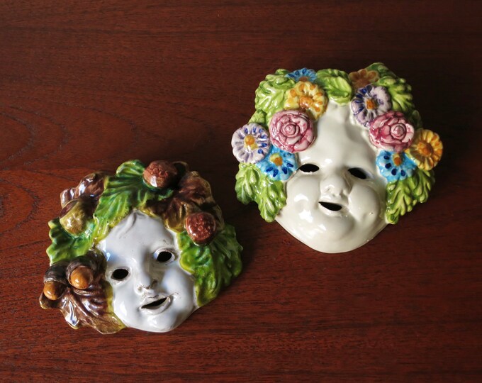Italian Majolica Mask Pottery Ceramic Wall Hanging Plaques - Etsy