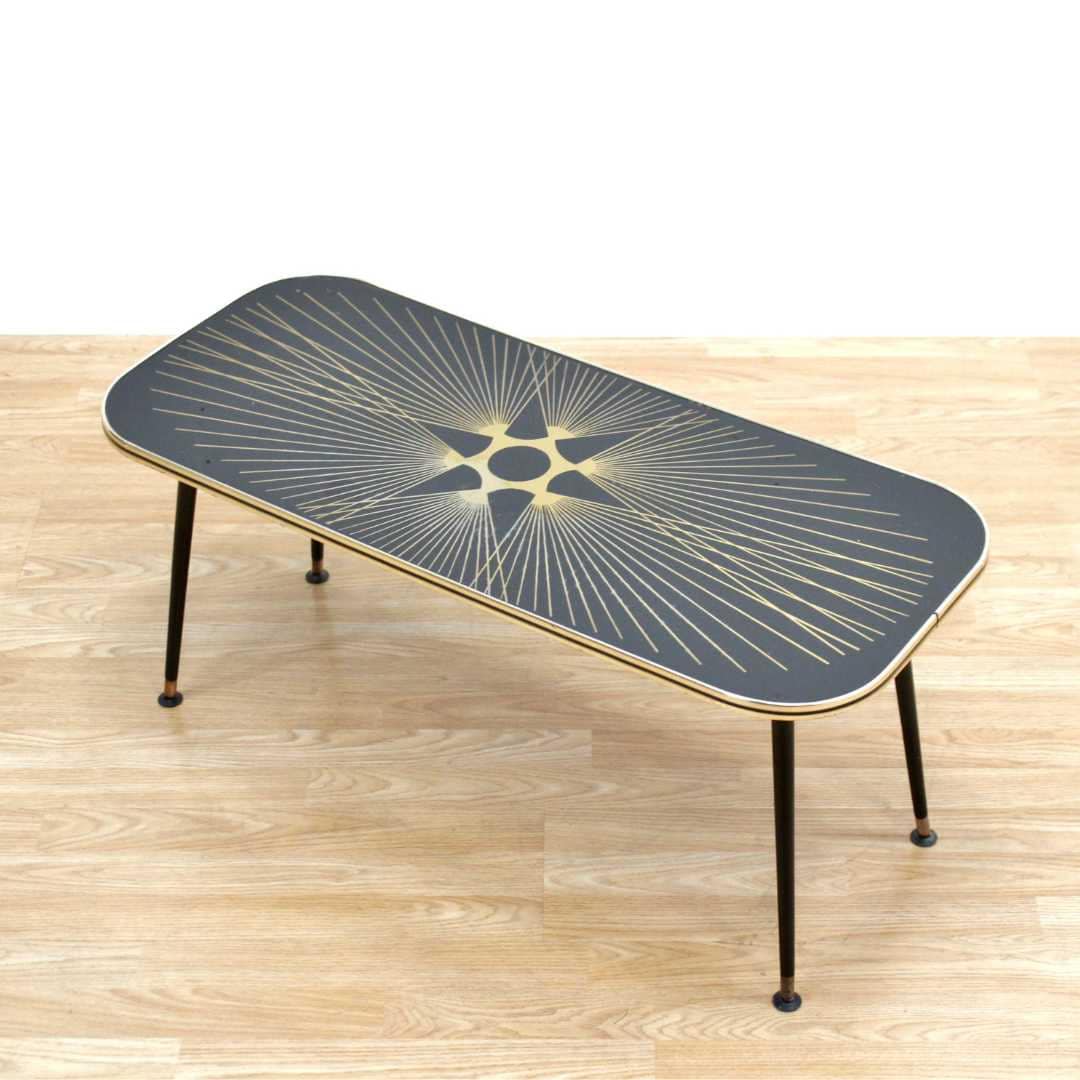 Mid Century Atomic Coffee Table Gold & Black Starburst Side Table - Etsy