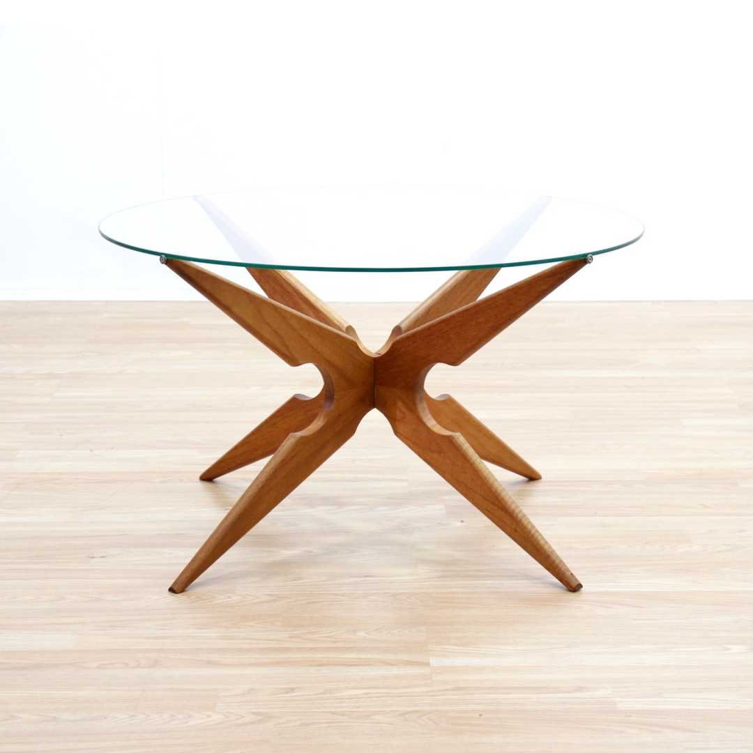 Round Teak and Glass Coffee Table by Vladamir Kagan for Sika Mobler ...