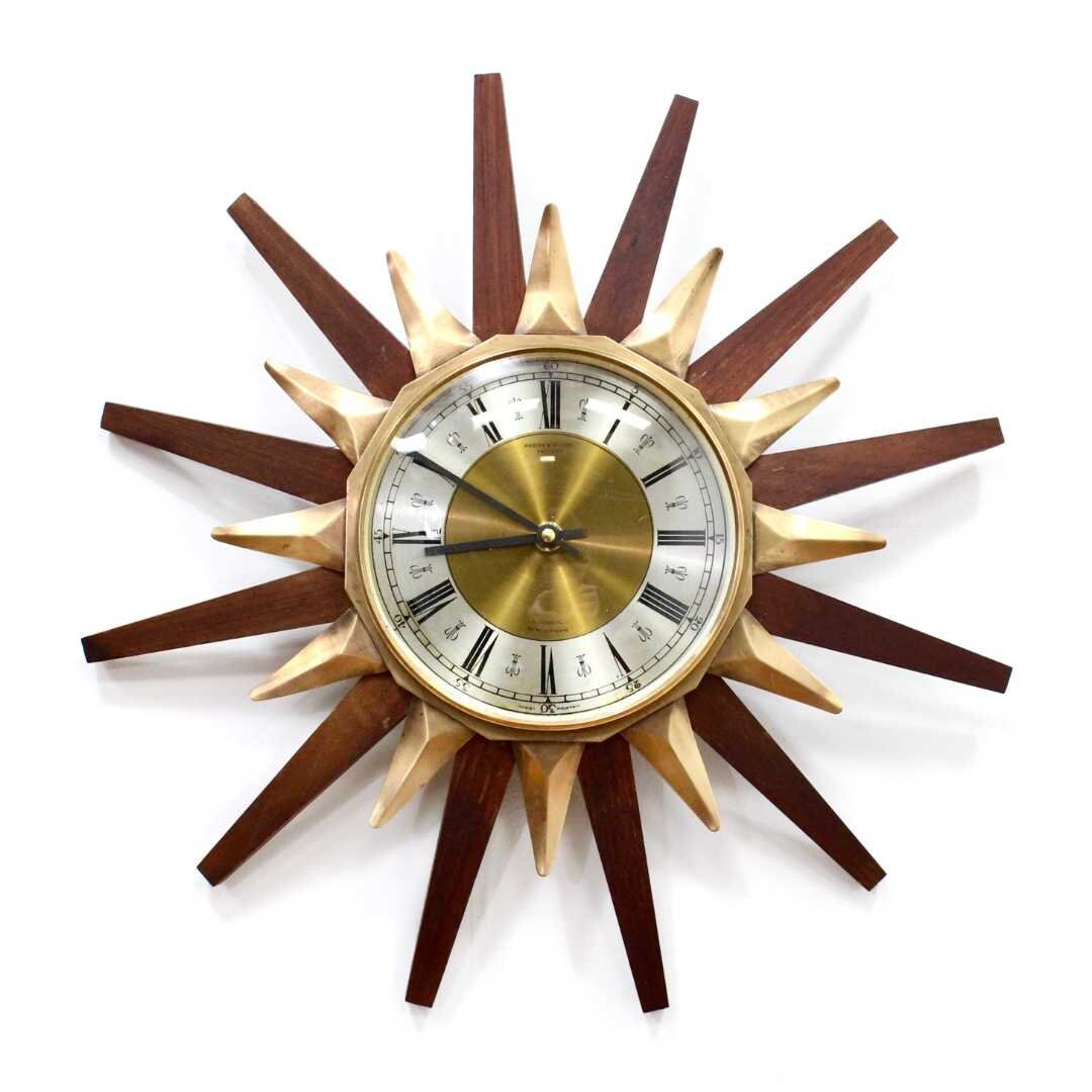 Mid Century Sunburst Wall Clock by Anstey & Wilson - Etsy
