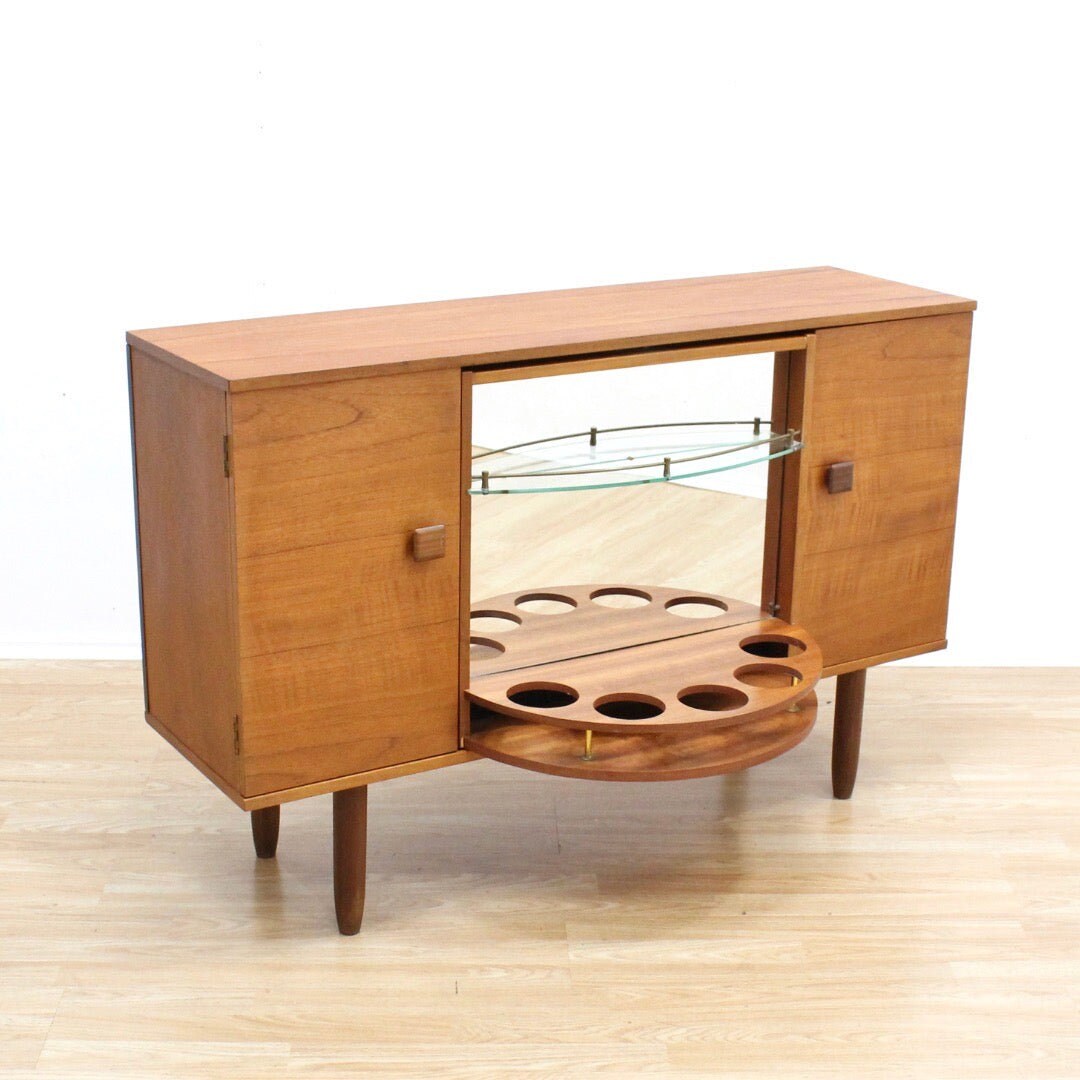 RESERVED Mid Century Revolving Teak Bar Cabinet MCM Dry Bar Liquor ...