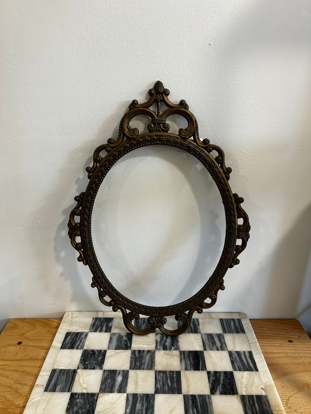 Vintage Ornate Oval Metal Frame With Hanger - Etsy