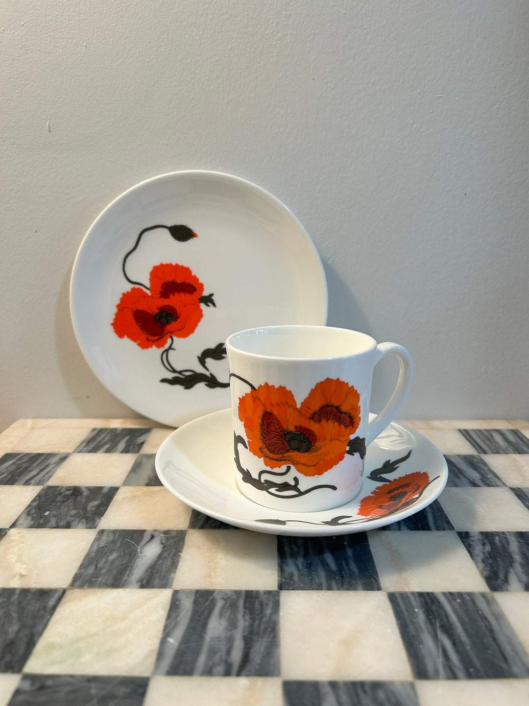 Vintage Wedgwood Susie Cooper Design Cornpoppy Cup Saucer and - Etsy