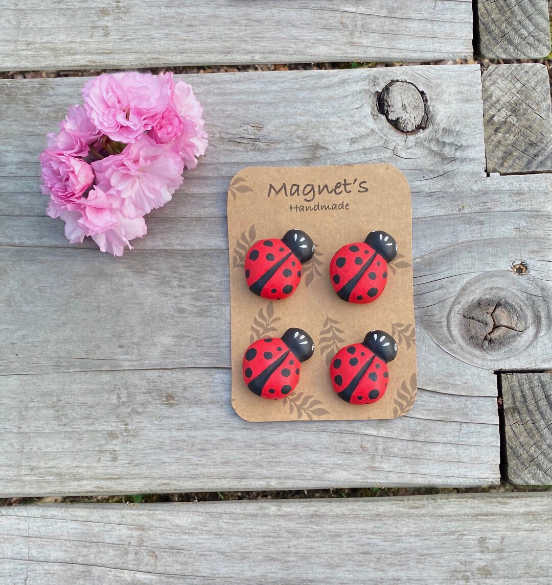Ladybug Magnet's, Handmade Cute Magnets for Kitchen Decor, Clay ...