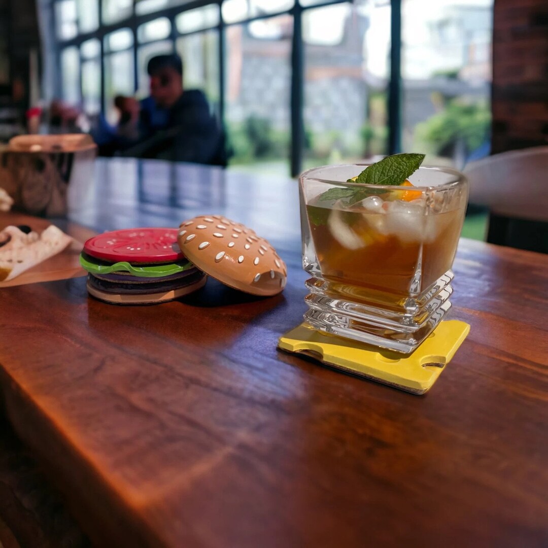 Unique Coaster Set Cheeseburger Coaster Set of 6 Coasters Unique ...