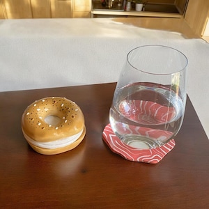 Beverage Coaster, Bagel Cream Cheese and Lox, Fun Coasters for Home and ...