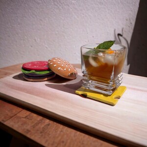 Modern Coaster Set, Handmade Burger Drink Coasters Perfect in New Home ...
