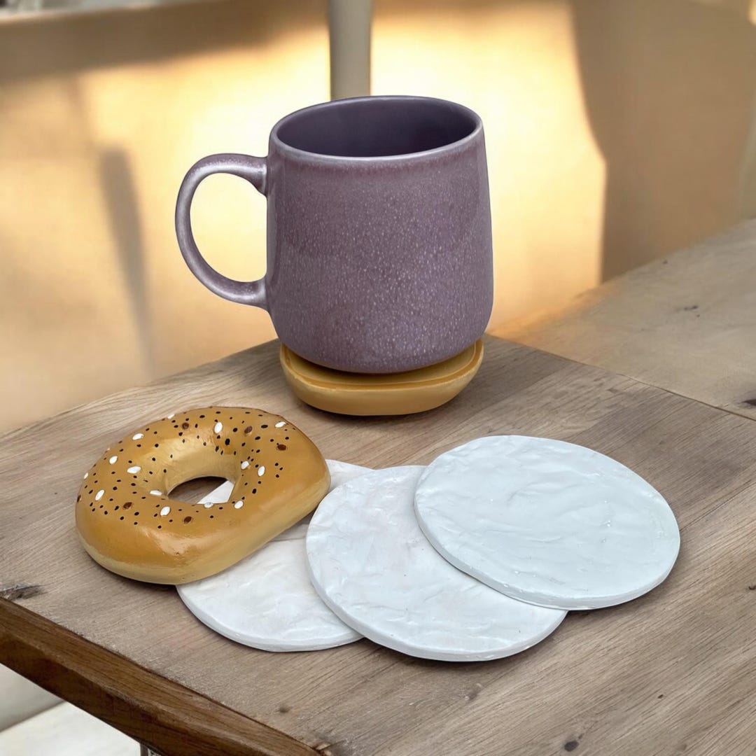 Handmade Bagel & Clay Coaster Set of 4 - Etsy