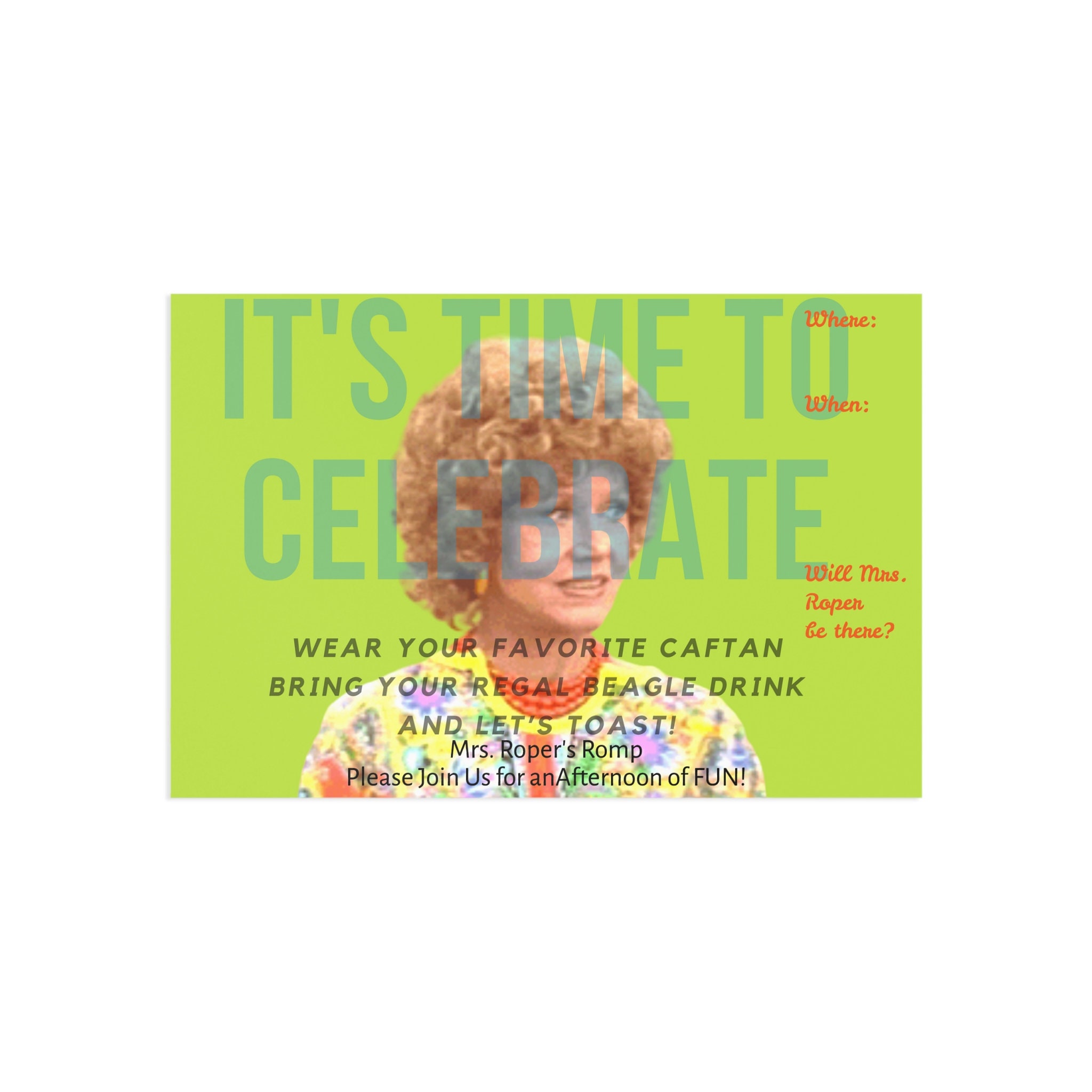 Mrs. Roper Caftan Invitation Fine Art Postcards - Etsy